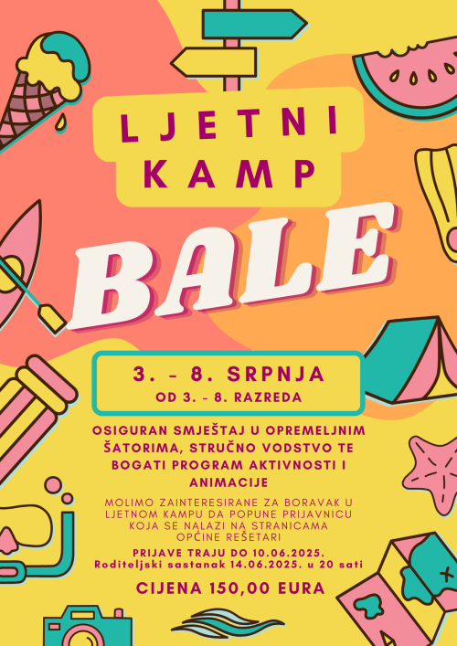 Prijave za ljetni kamp Bale - Rešetari